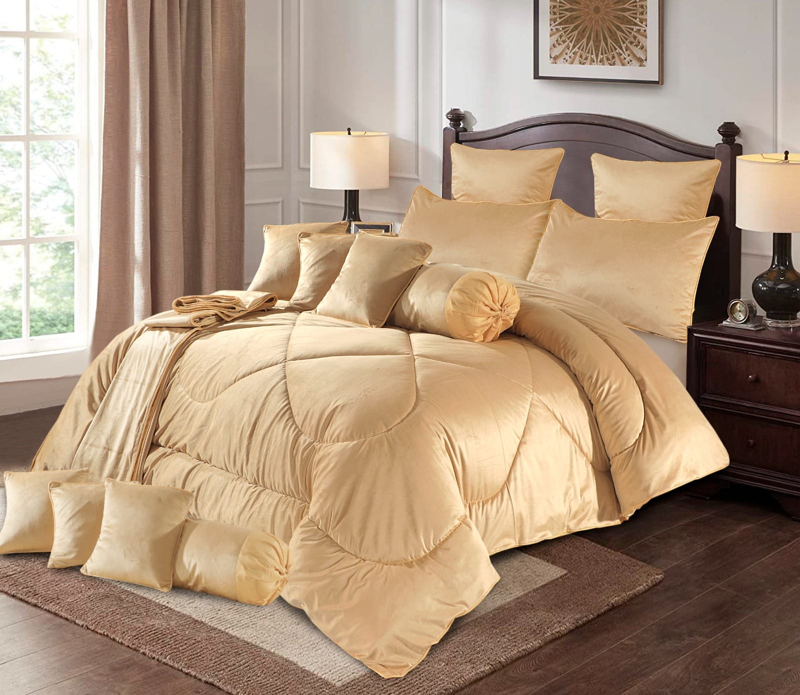 YELLOW REGAL COMFORTER SET - 14 PCS – Aspire Bedding